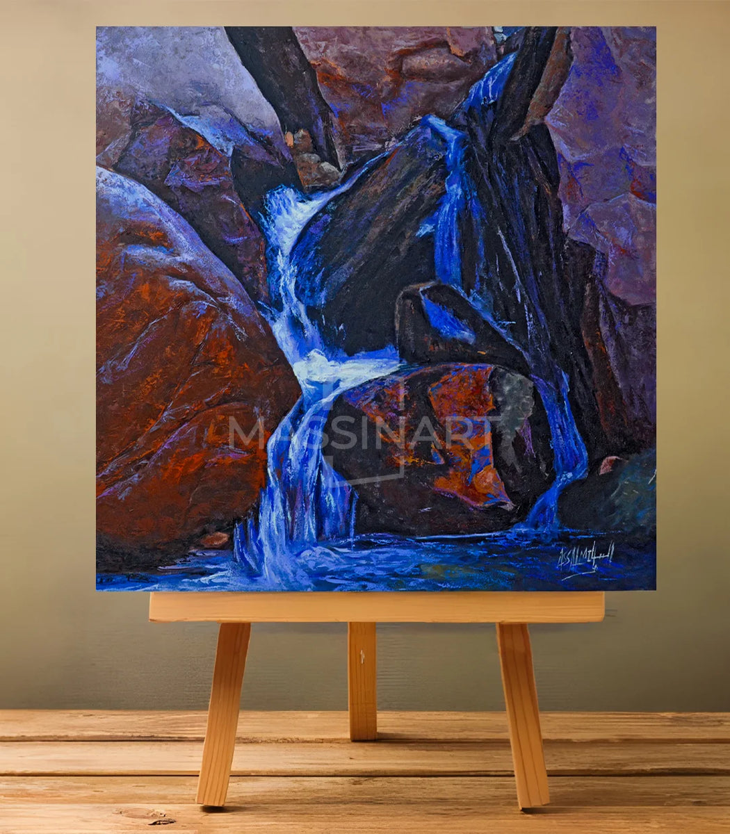 Cascade d'Imlil - Tableau original conçu par l'artiste Mohamed Assalm ...